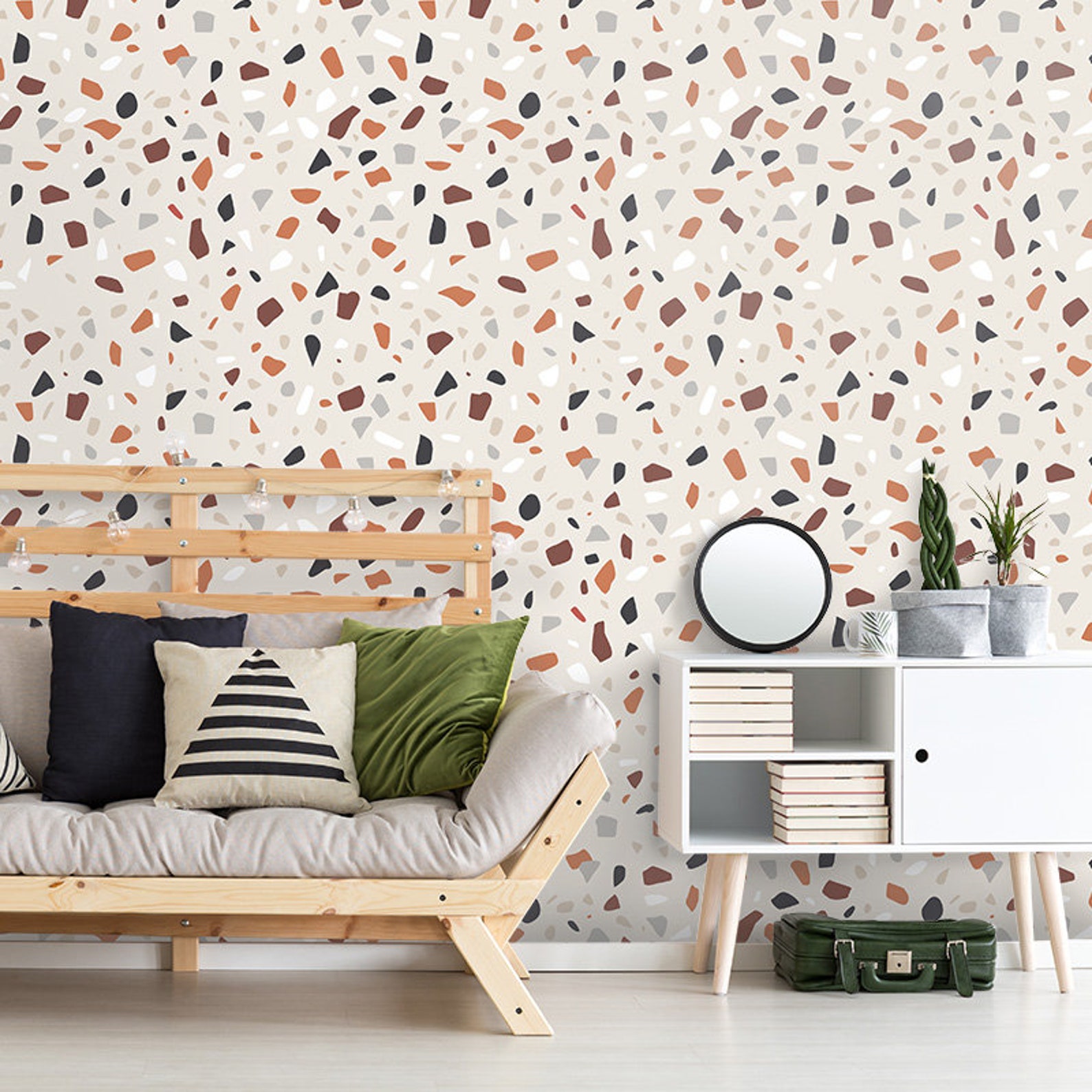 Terrazzo Wallpaper Italian Terrazzo Pattern Wallpaper Self - Etsy