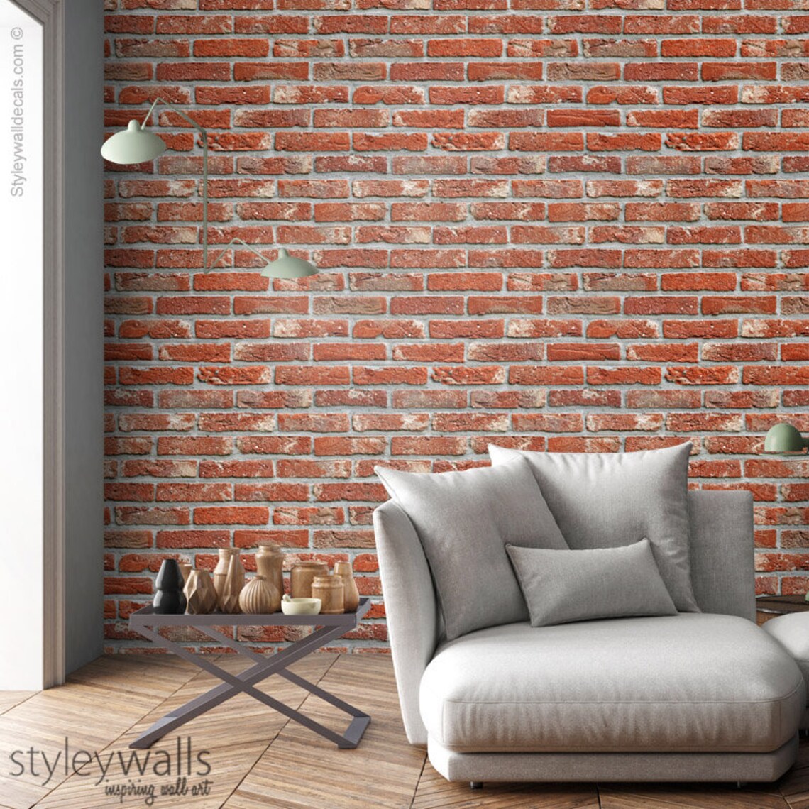 Bricks Wallpaper Red Brick Pattern Wallpaper Vintage Bricks | Etsy