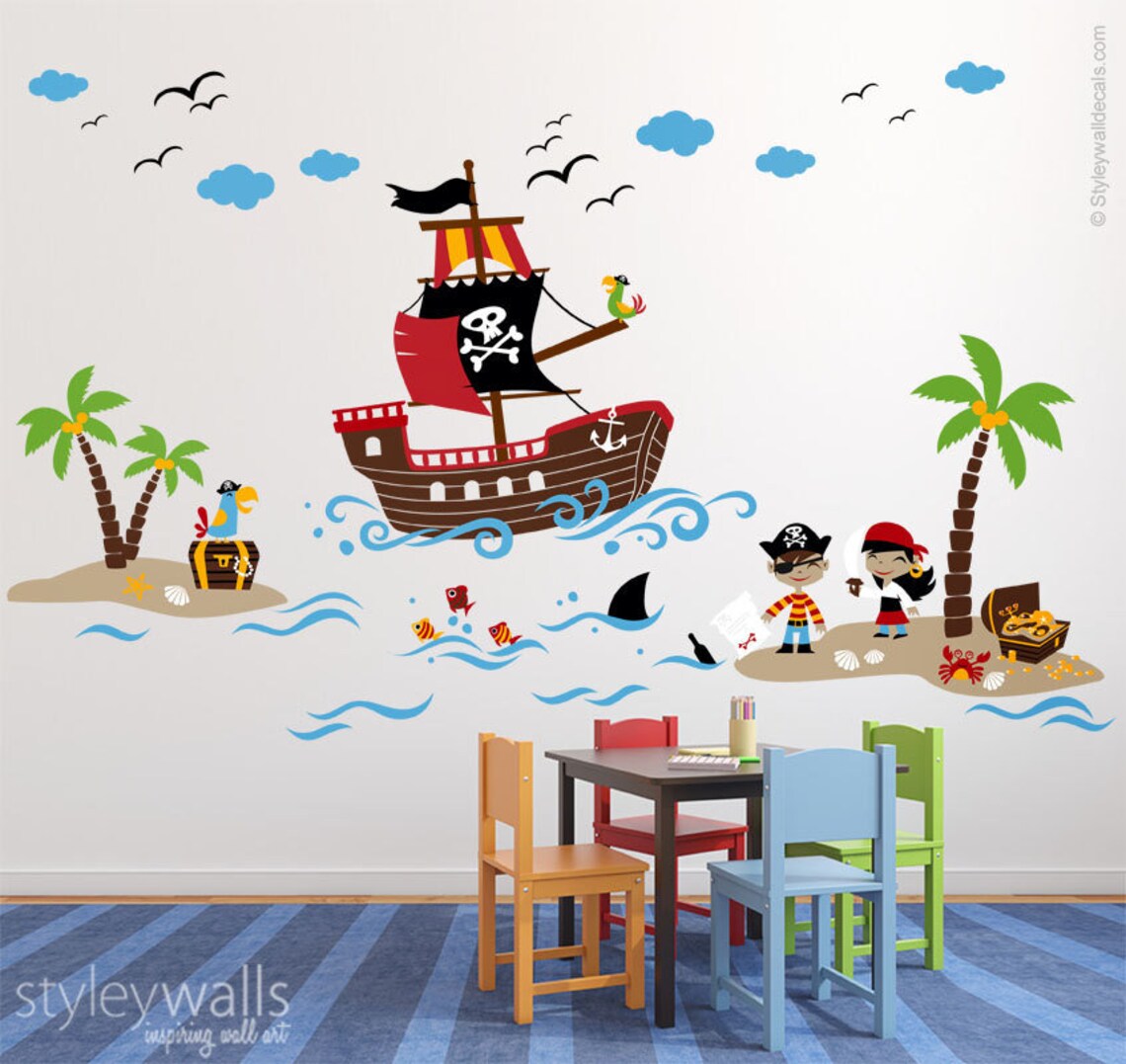 Pirates Wall Decal Treasure Island Wall Decal Playroom Wall | Etsy