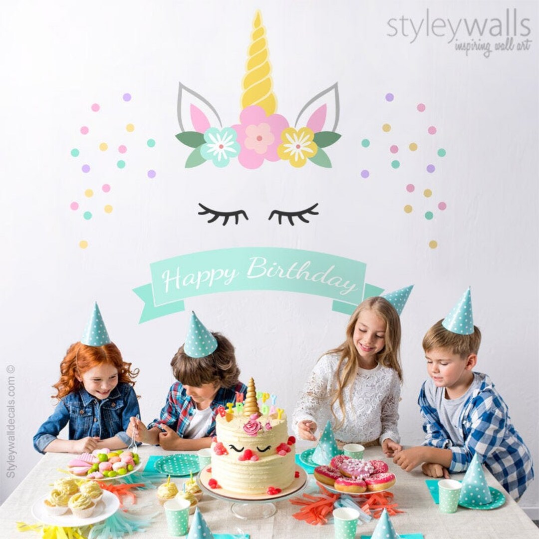Unicorn Wall Decal, Unicorn Party Decor, Unicorn Birthday Banner ...