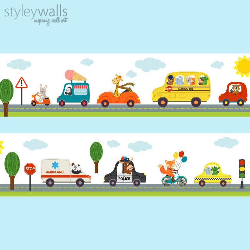 Vehicles Wall Border Decal Transportation Vehicles Border | Etsy