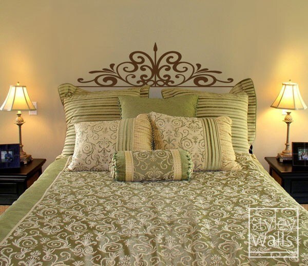 Swirly Bed Headboard Wall Decal for Bedroom Decor Swirling - Etsy