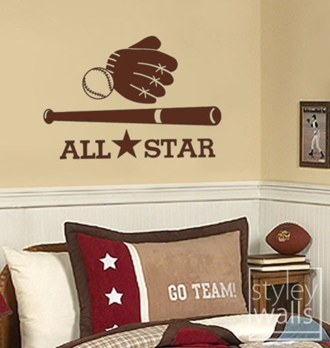 Baseball Wall Decal Baseball Wall Sticker Sports Wall Decal | Etsy