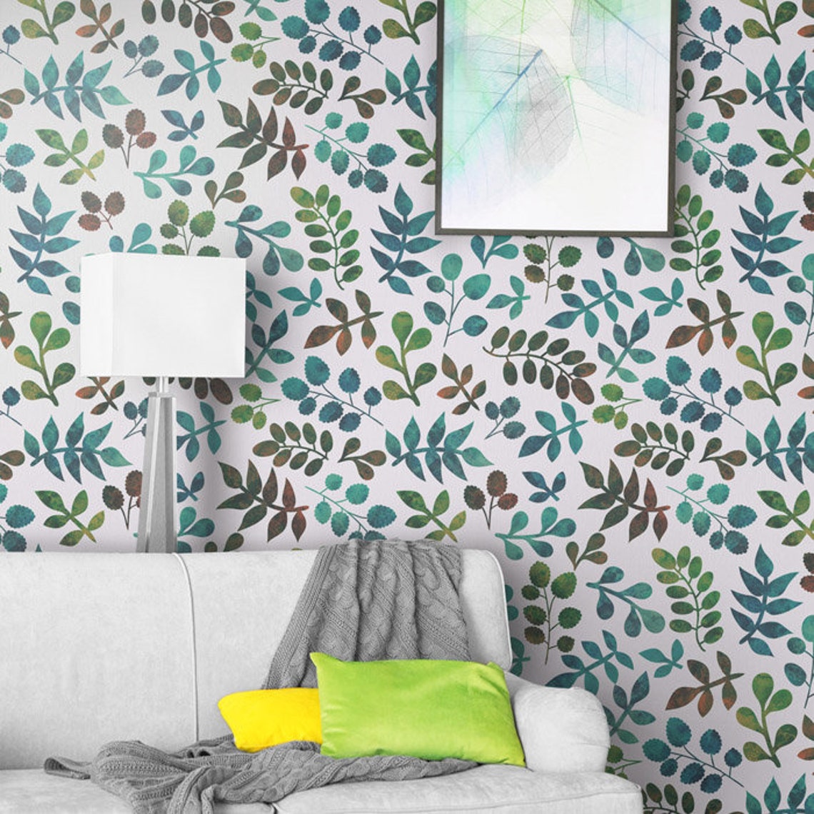 Watercolor Leaves Wallpaper Leaf Pattern Watercolor - Etsy