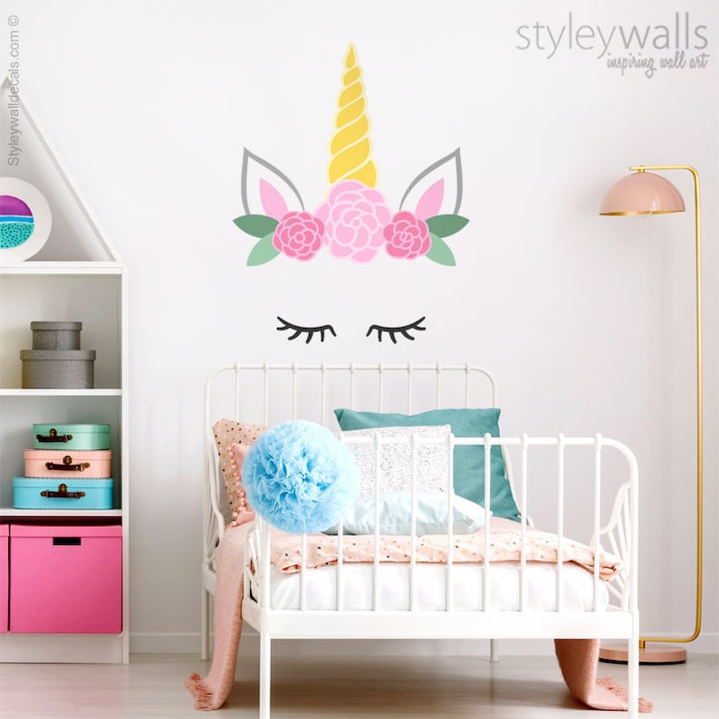 Unicorn Head Wall Decal Unicorn Wall Sticker Unicorn Horn - Etsy