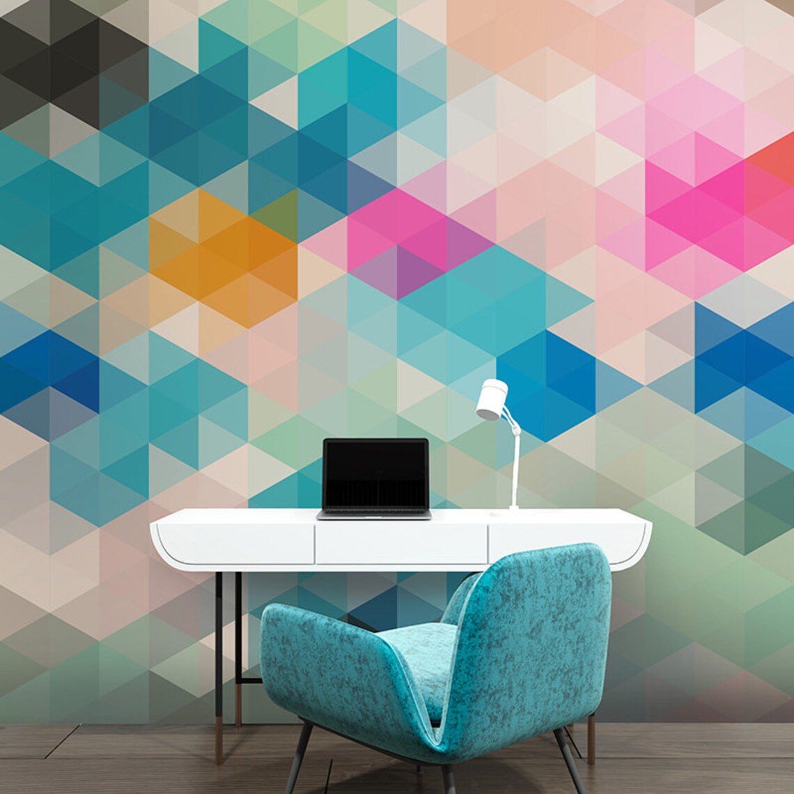 Geometric Wallpaper Mural Shapes Wallpaper Abstract - Etsy