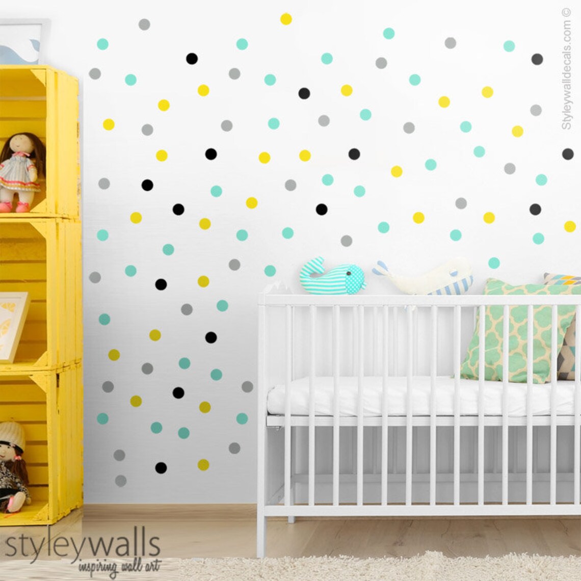Polka Dots Wall Decal, Confetti Wall Decal, Colorful Dots Pattern Wall ...