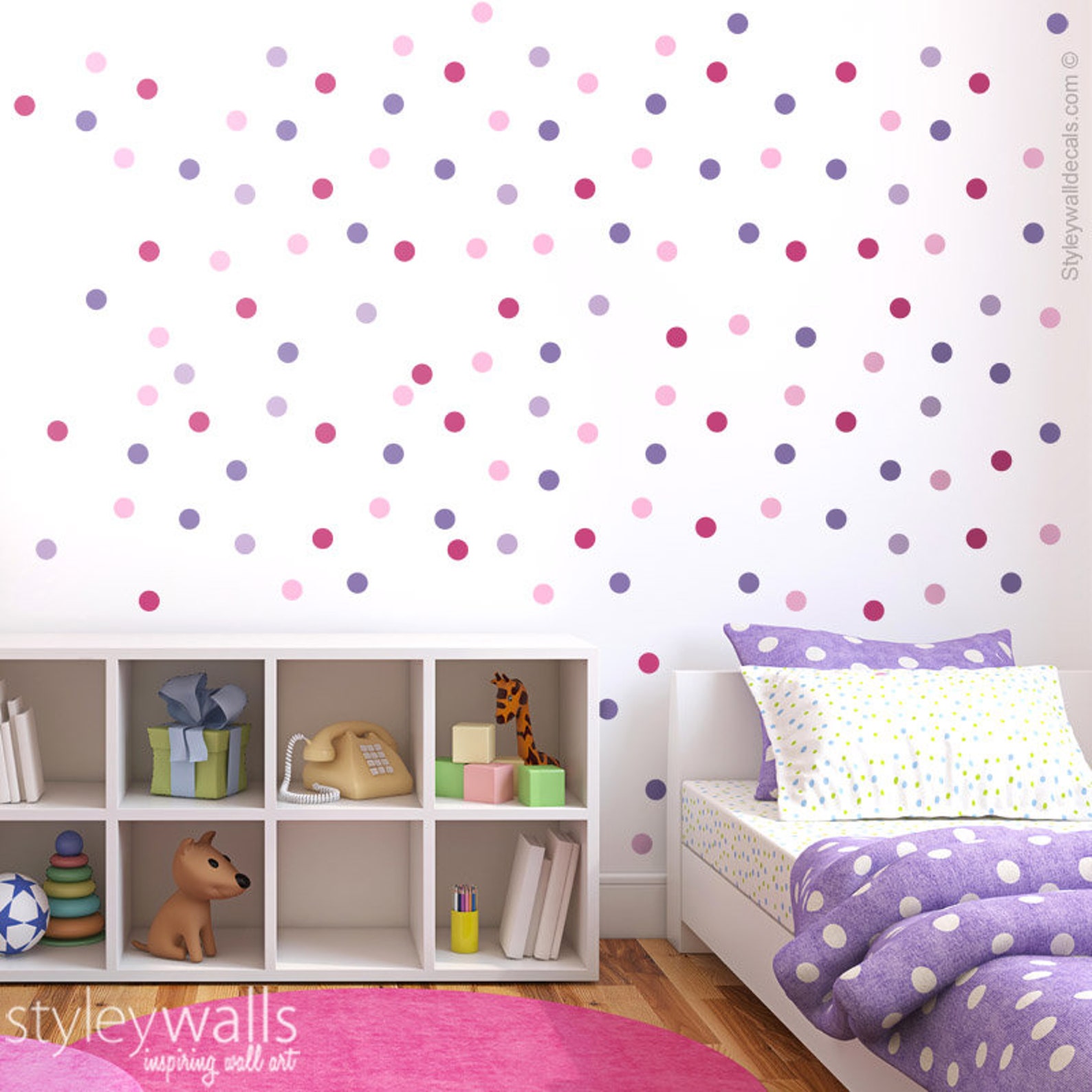Polka Dots Wall Decal Confetti Wall Decal Colorful Dots | Etsy