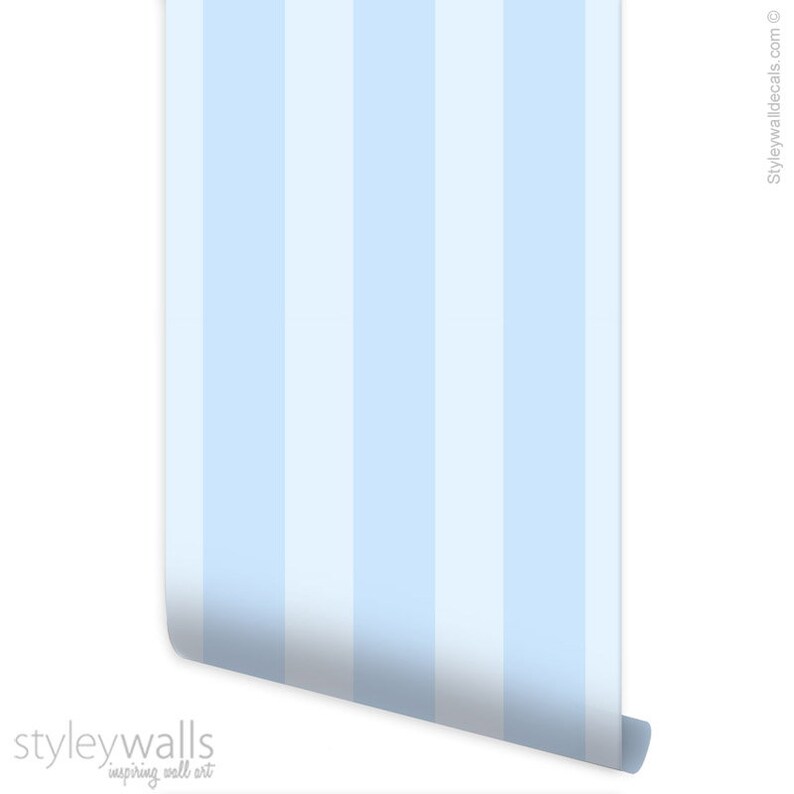 Striped Pattern Wallpaper Blue Vertical Stripes Wallpaper - Etsy