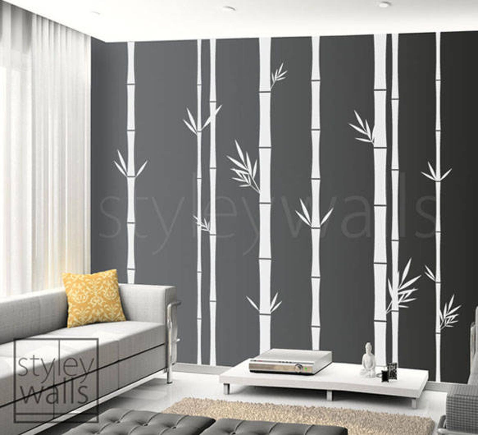 Bamboo Wall Decal Bamboo Tree Wall Decal 100inch Tall Set of - Etsy