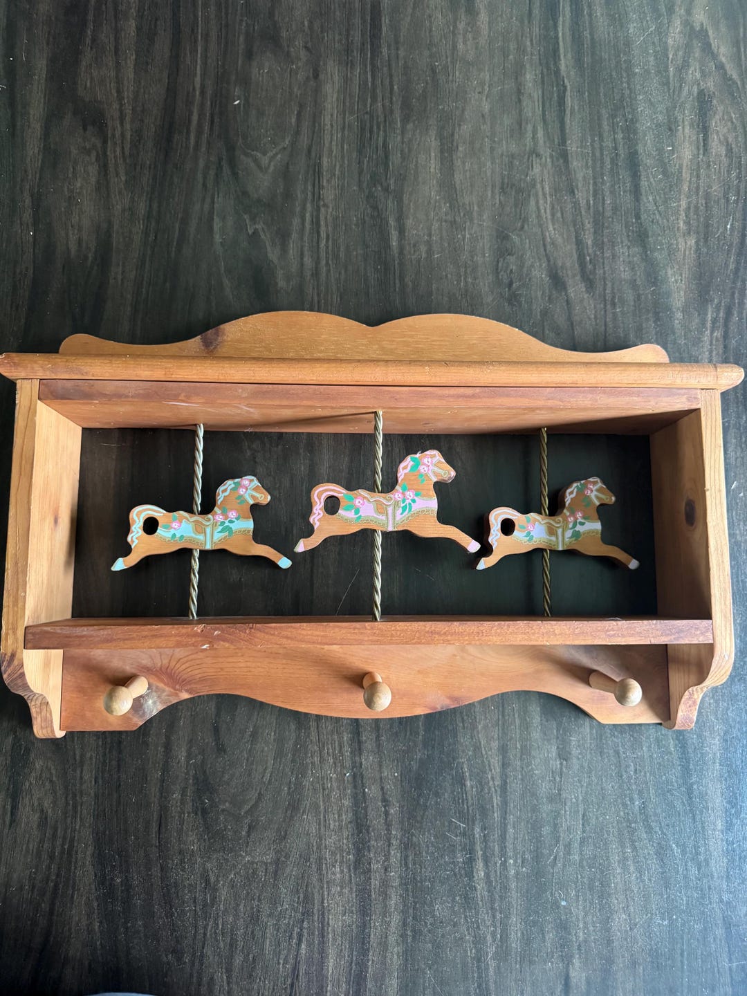 Vintage Wooden Carousel Horse Shelf With Hooks - Etsy