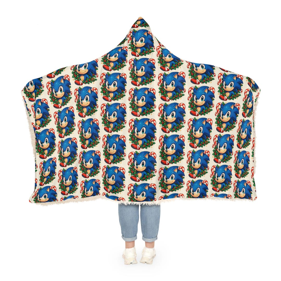 Sonic Christmas Hooded Snuggle Blanket - Candy Cane Wreath - Etsy