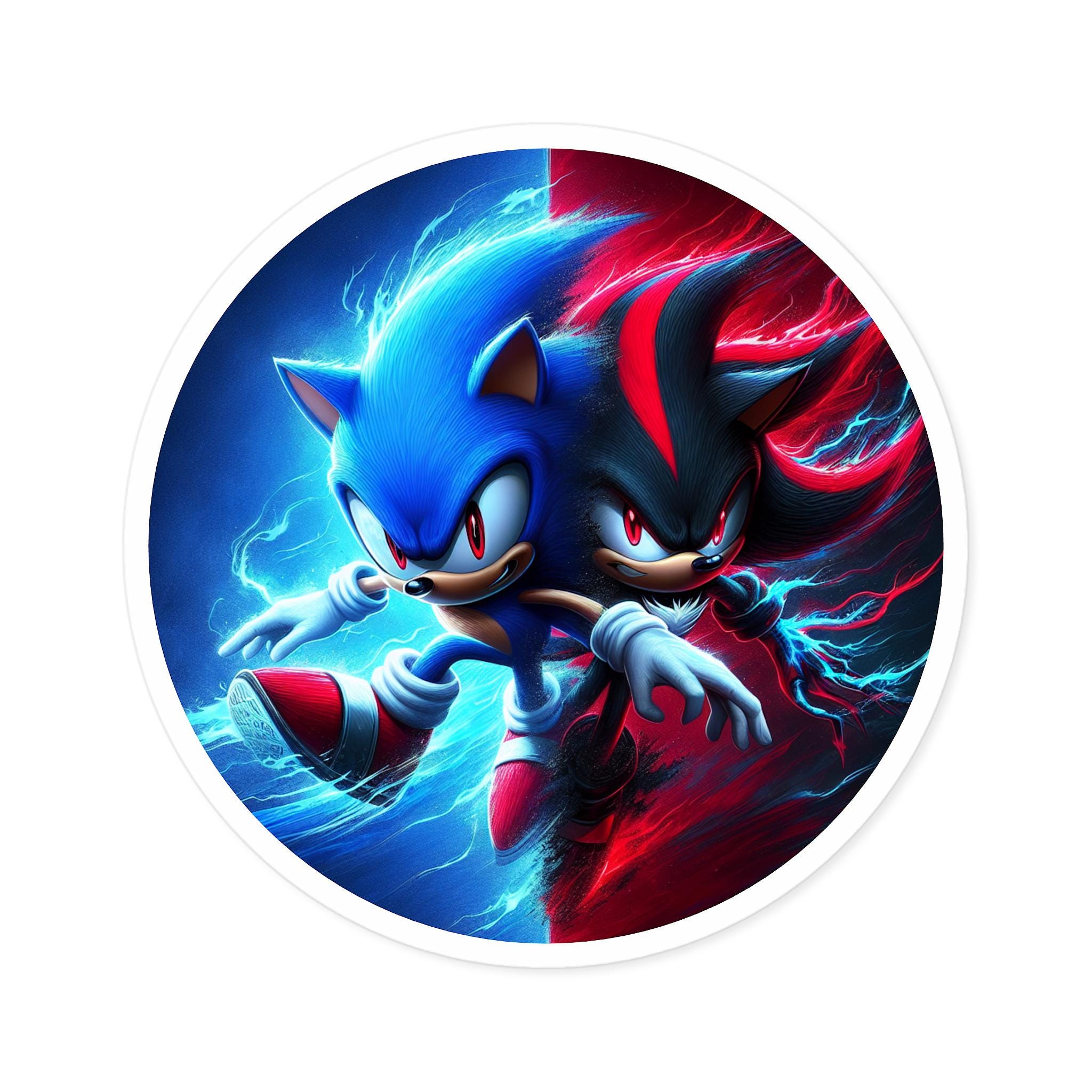 Colorful Sonic & Shadow Round Stickers, Video Game Decal, Ideal for ...