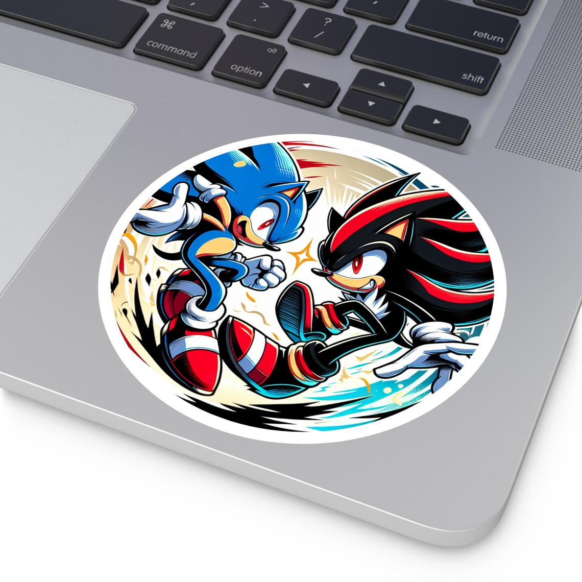 Dynamic Sonic & Shadow Round Stickers, Fun Gamer Decor, Video Game ...