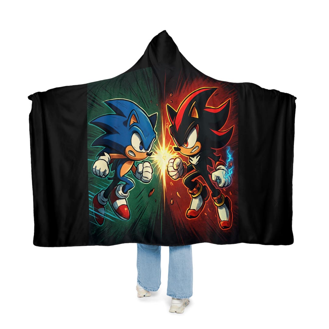 Sonic Vs Shadow Green/red Spark Snuggle Blanket, Cozy Sherpa or ...