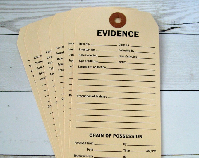 Evidence Tags 6 or 12 Paper Goods, Ephemera, Hang Tags Great for ...