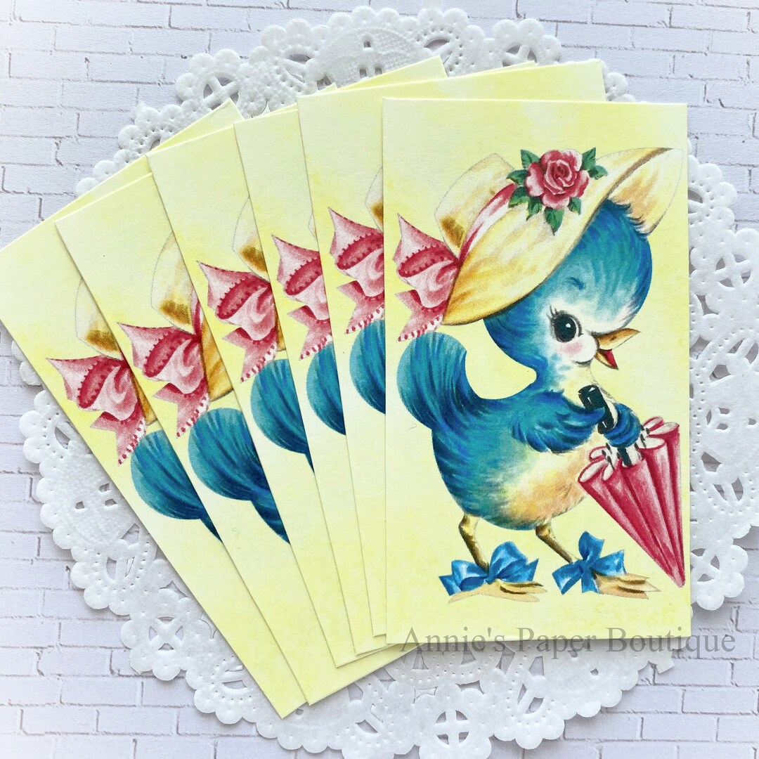 Birdie Umbrella Retro Tags - Vintage Inspired Gift Tags - Junk Journal ...