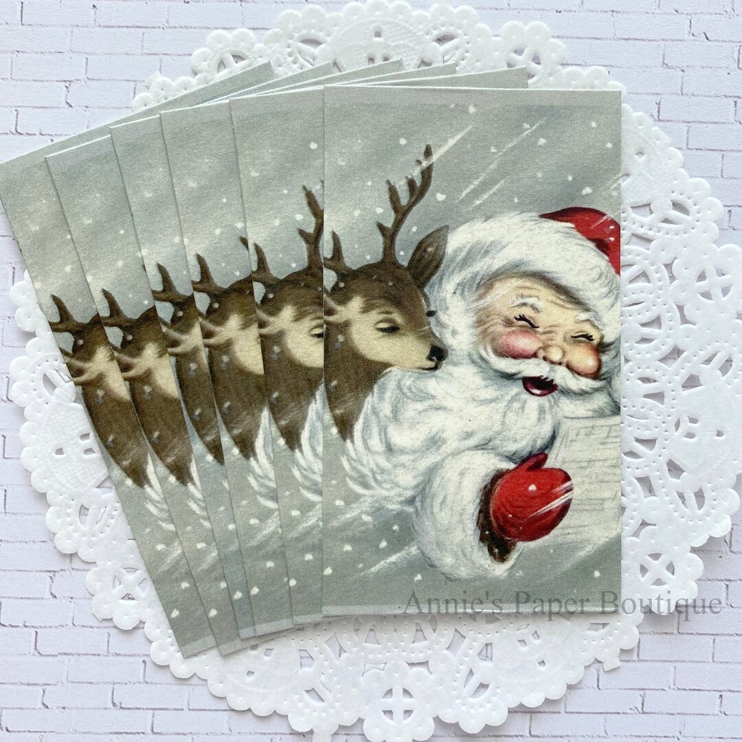 Santa & Reindeer Retro Tags - No.2 - Vintage Inspired Holiday Gift Tags ...