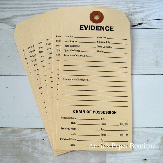 Evidence Tags 6 or 12 Paper Goods Ephemera Hang Tags | Etsy