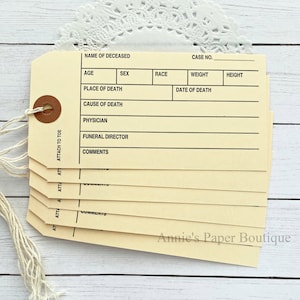 Morgue Toe Tags - Retro Hang Tags - for Art or Junk Journal, Halloween ...