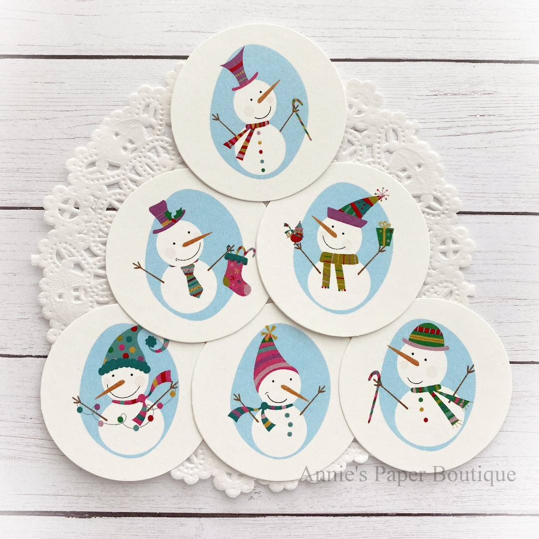 Round Holiday Snowmen Tag Bundle Retro Gift Tags Favor, Parcel Planner ...