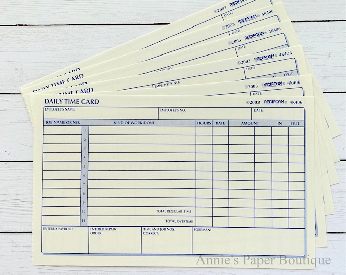 6 Daily Time Cards - Paper Goods, Ephemera - Great for Scrapbooking ...