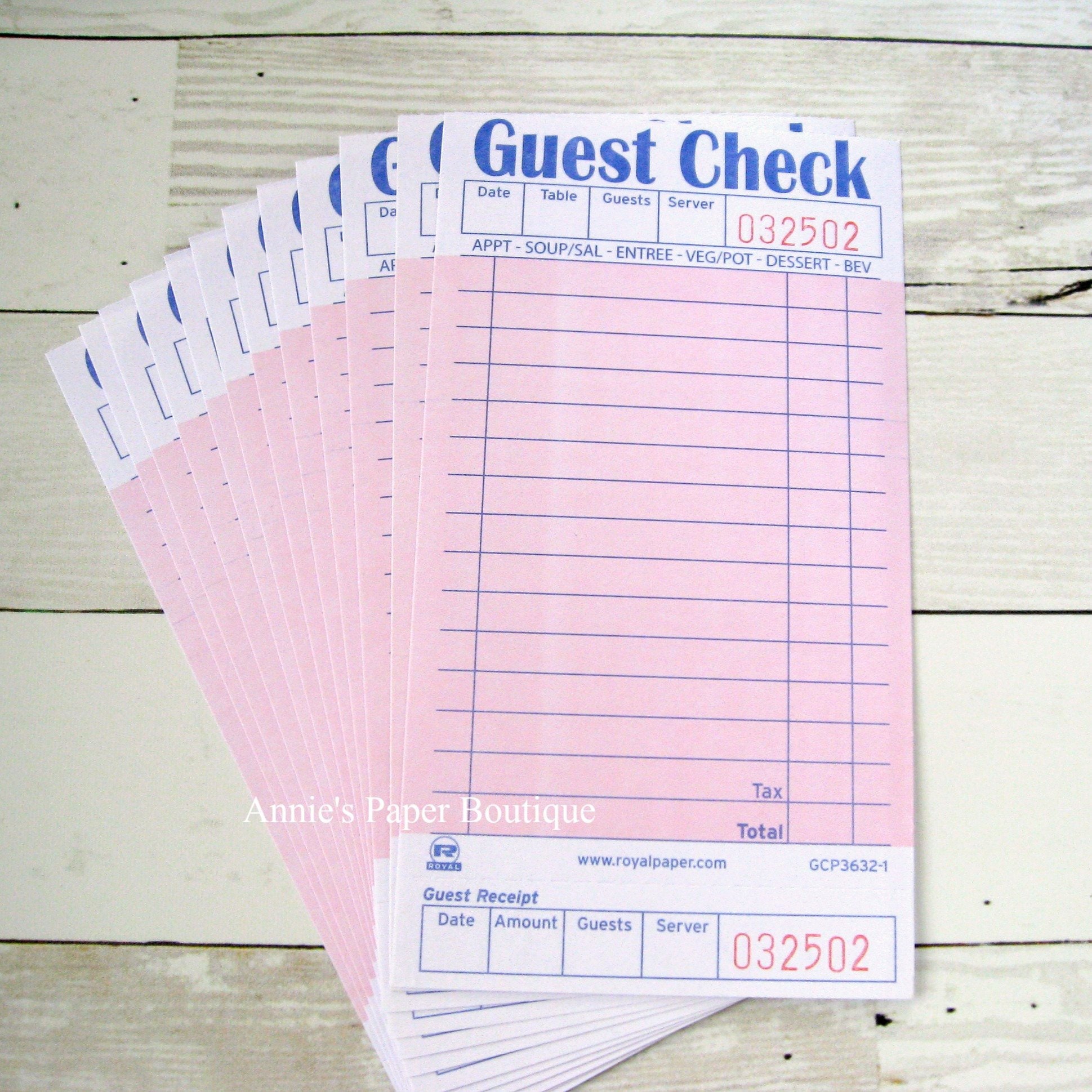 12 Pink Guest Checks - Paper Goods, Ephemera - Great for Journaling ...