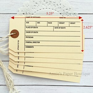 Morgue Toe Tags - Retro Hang Tags - for Art or Junk Journal, Halloween ...