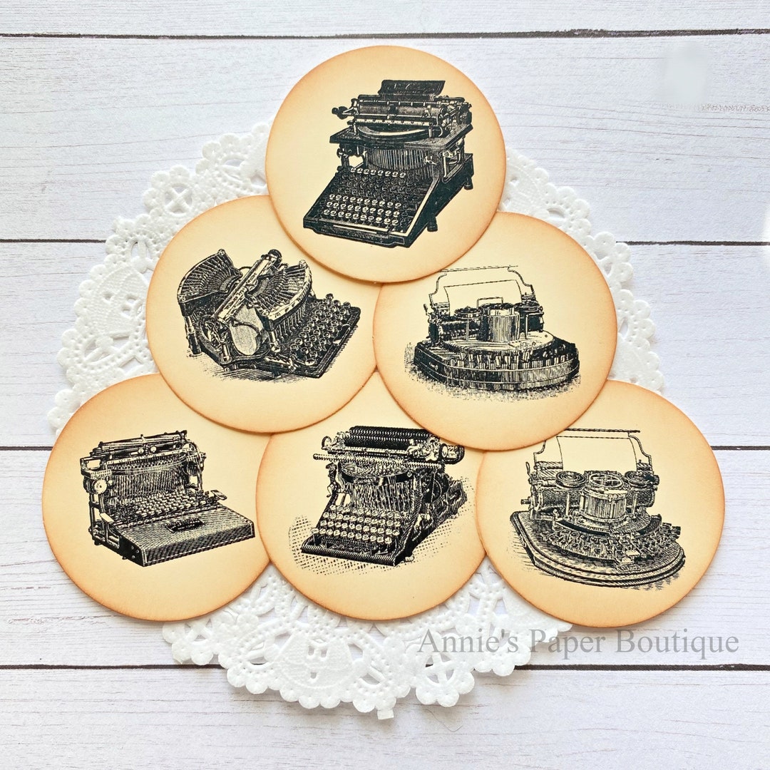 Round Typewriter Tags - Retro, Vintage Inspired - Favor, Parcel, Gift ...