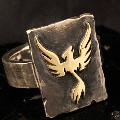 14kt Gold Over Phoenix Ring Sterling Silver Women's Ring - Etsy