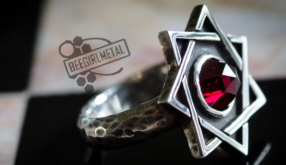 Rustic Babalon Ring ROSE CUT GARNET | Etsy