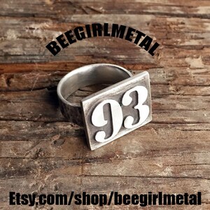 Sterling 93 LETTERPRESS Ring (rustic) - Etsy