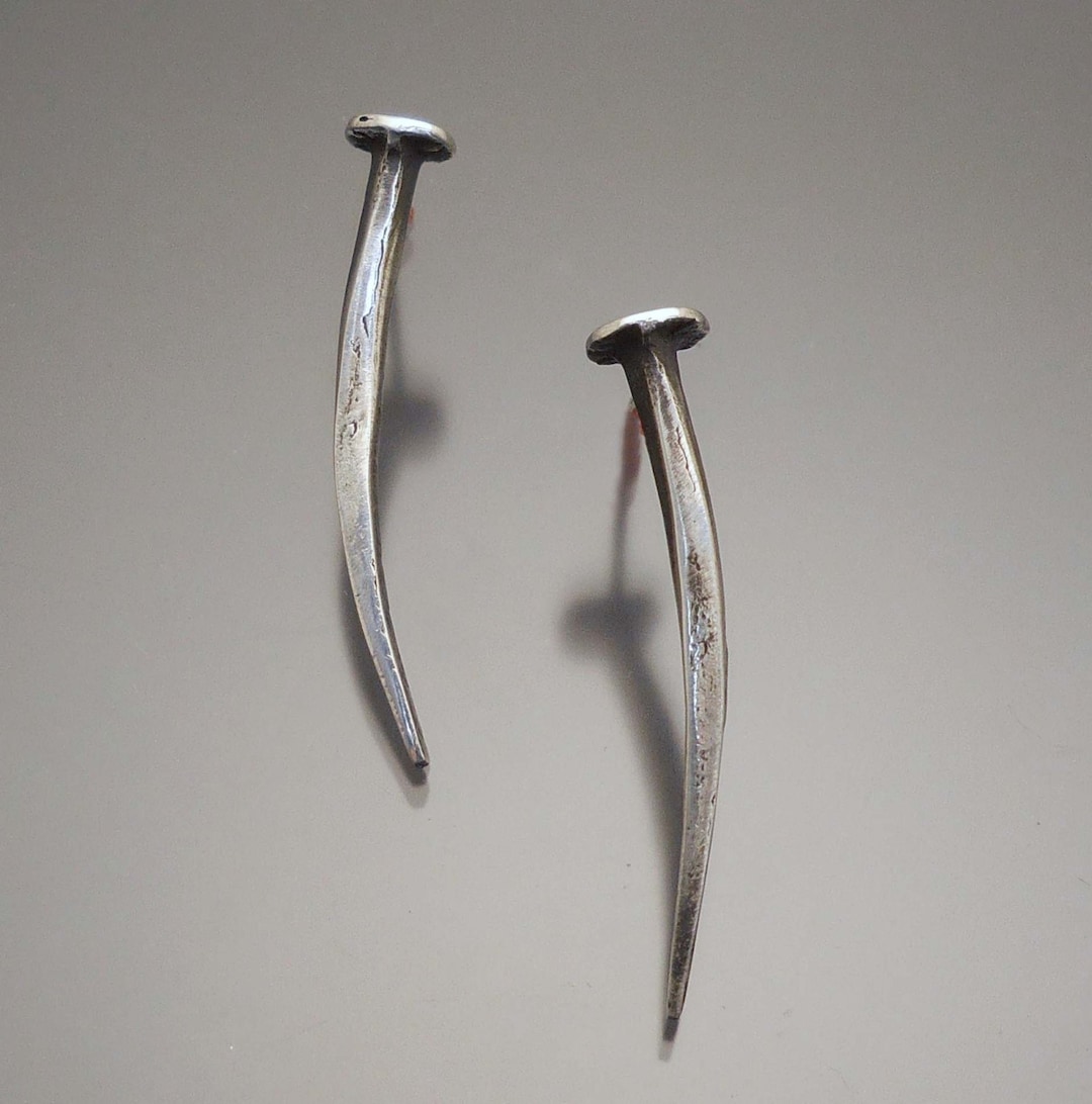 Sterling Nail Earrings - Etsy