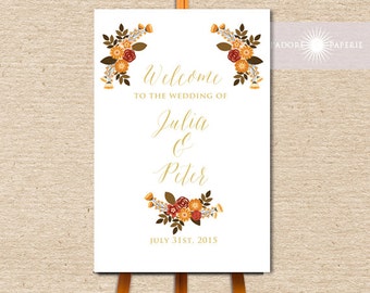 Fall Wedding Sign Autumn Wedding Sign Custom COUPLE NAMES | Etsy
