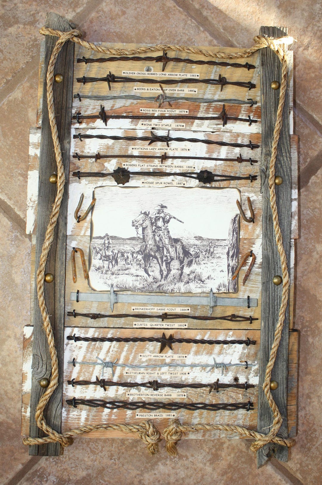Antique Barbed Wire Display Art Collection 13 Samples Cowboy Western ...