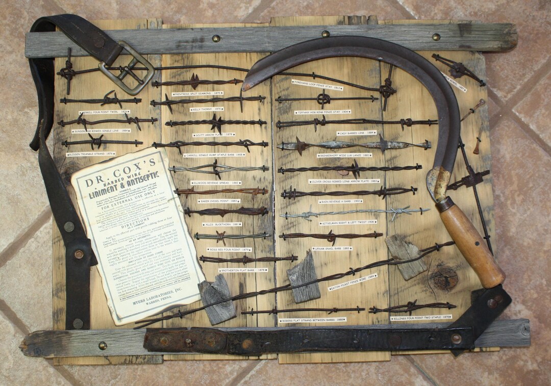 Antique Barbed Wire Display Art Collection 24 Samples Cowboy Western ...