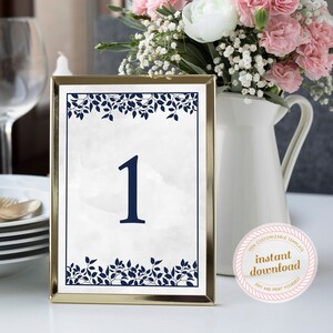 Table Numbers | Watercolor and Autumn Leaves | INSTANT DOWNLOAD ...