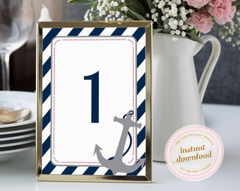 Table Numbers | Blue Abstract Swirl | INSTANT DOWNLOAD | Template Only ...