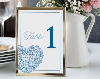 Table Numbers | Blue Abstract Swirl | INSTANT DOWNLOAD | Template Only ...