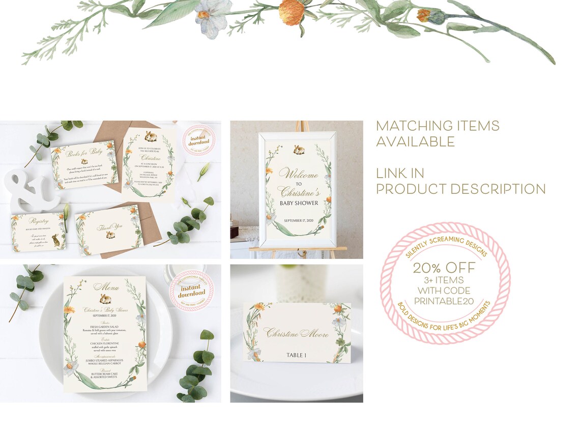 Peter Rabbit Baby Shower Table Numbers | Two Sizes | INSTANT DOWNLOAD ...