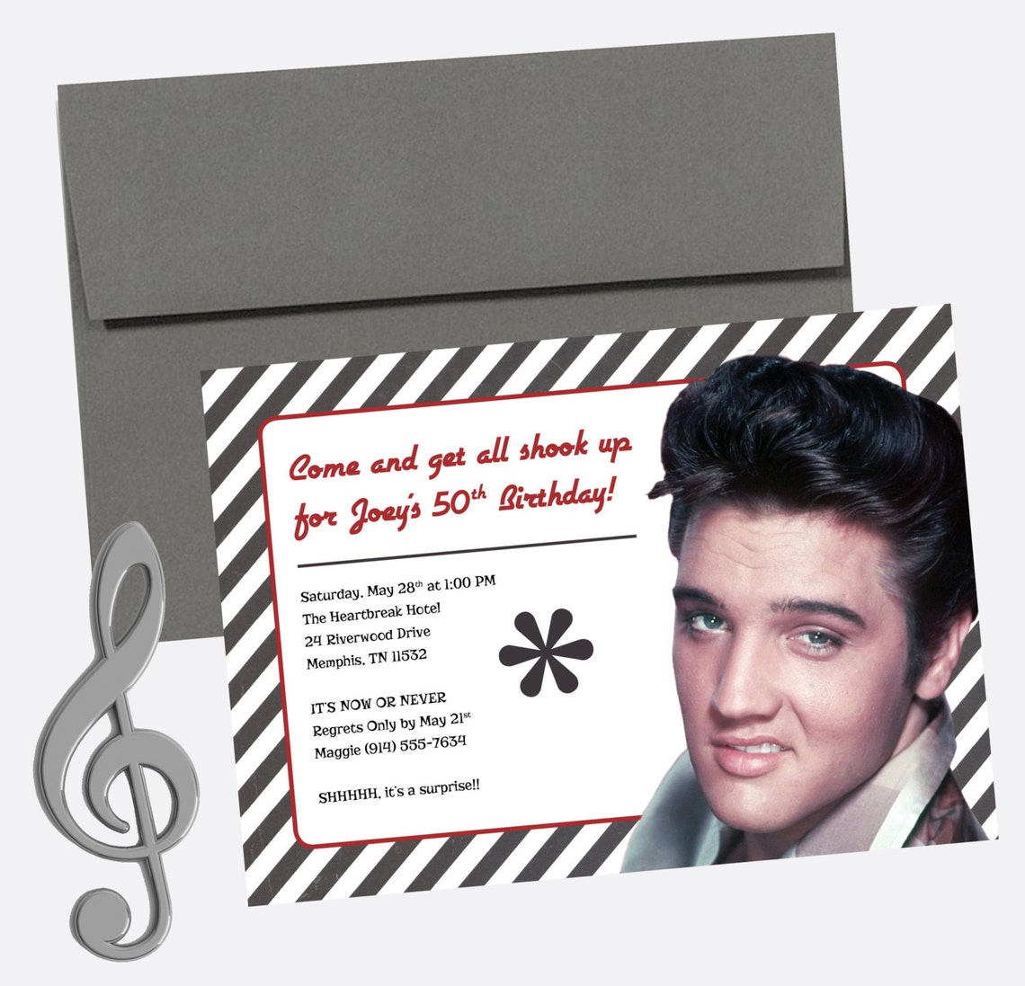 Elvis Presley Milestone Birthday Invitation - Surprise Party - Retro ...
