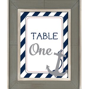 Table Numbers | Nautical Stripes and Anchor | INSTANT DOWNLOAD ...