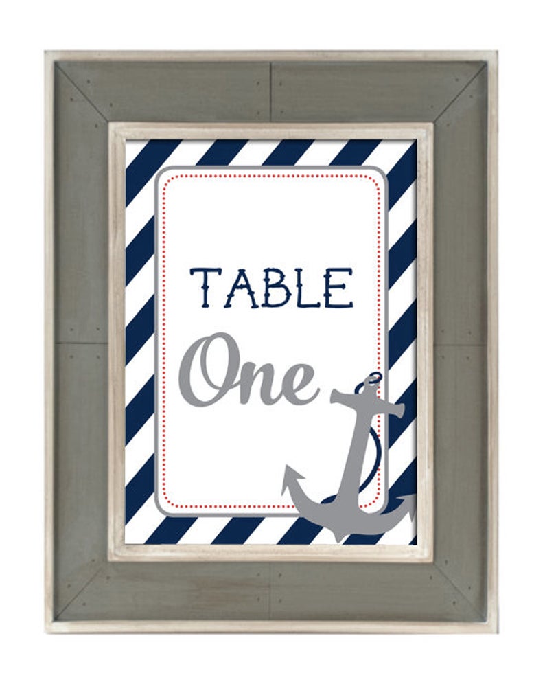 Table Numbers | Nautical Stripes and Anchor | INSTANT DOWNLOAD ...