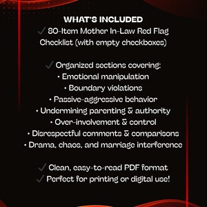 Toxic Mother-in-law Red Flag Checklist - Etsy