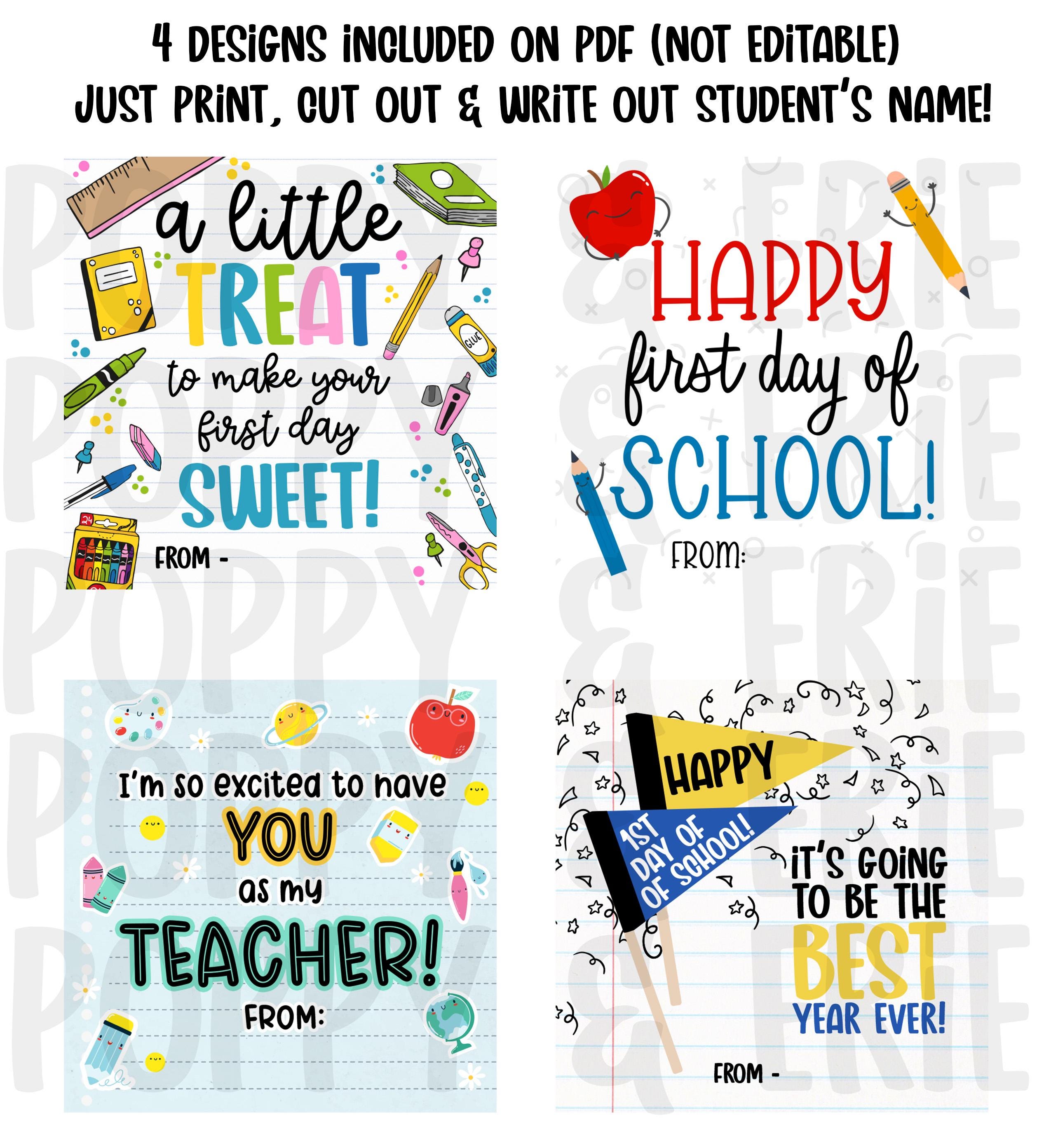 Last-minute Teacher Gift Tags Printable, Easy First Day of School PDF ...