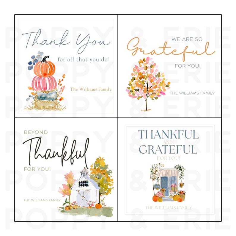 Thanksgiving Thank You Cards Printable Bundle, Editable Canva Template ...