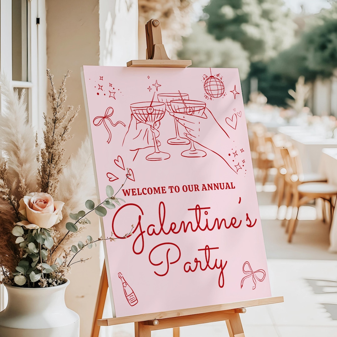 Galentine's Day Welcome Sign, Galentine's Party Welcome Sign Template ...