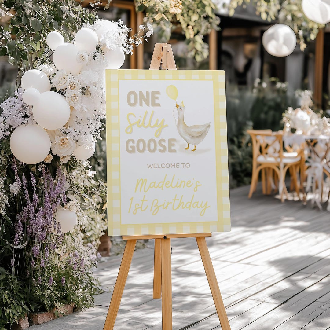 One Silly Goose Birthday Welcome Sign, First Birthday Welcome Sign ...