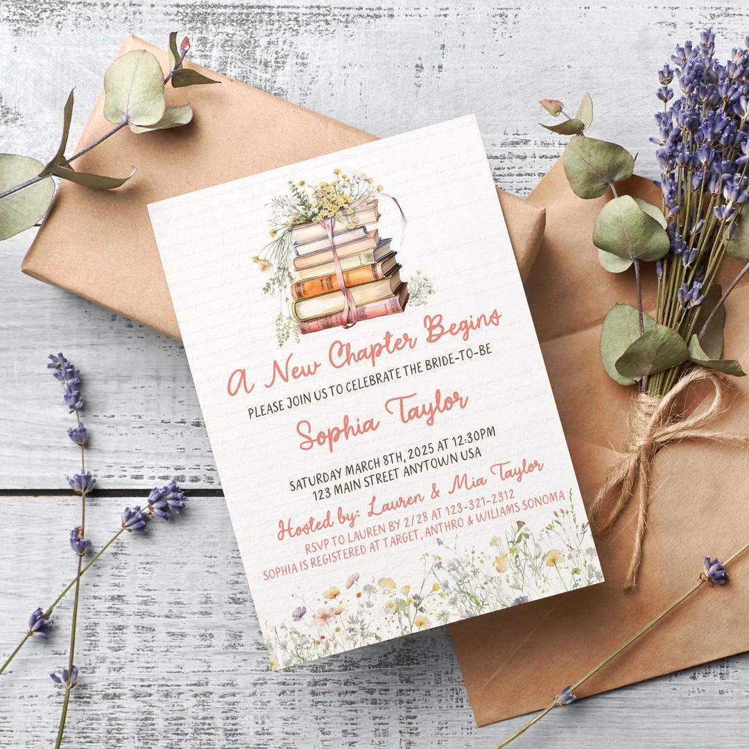A New Chapter Begins Invitation – Book Themed Bridal Shower, Baby ...