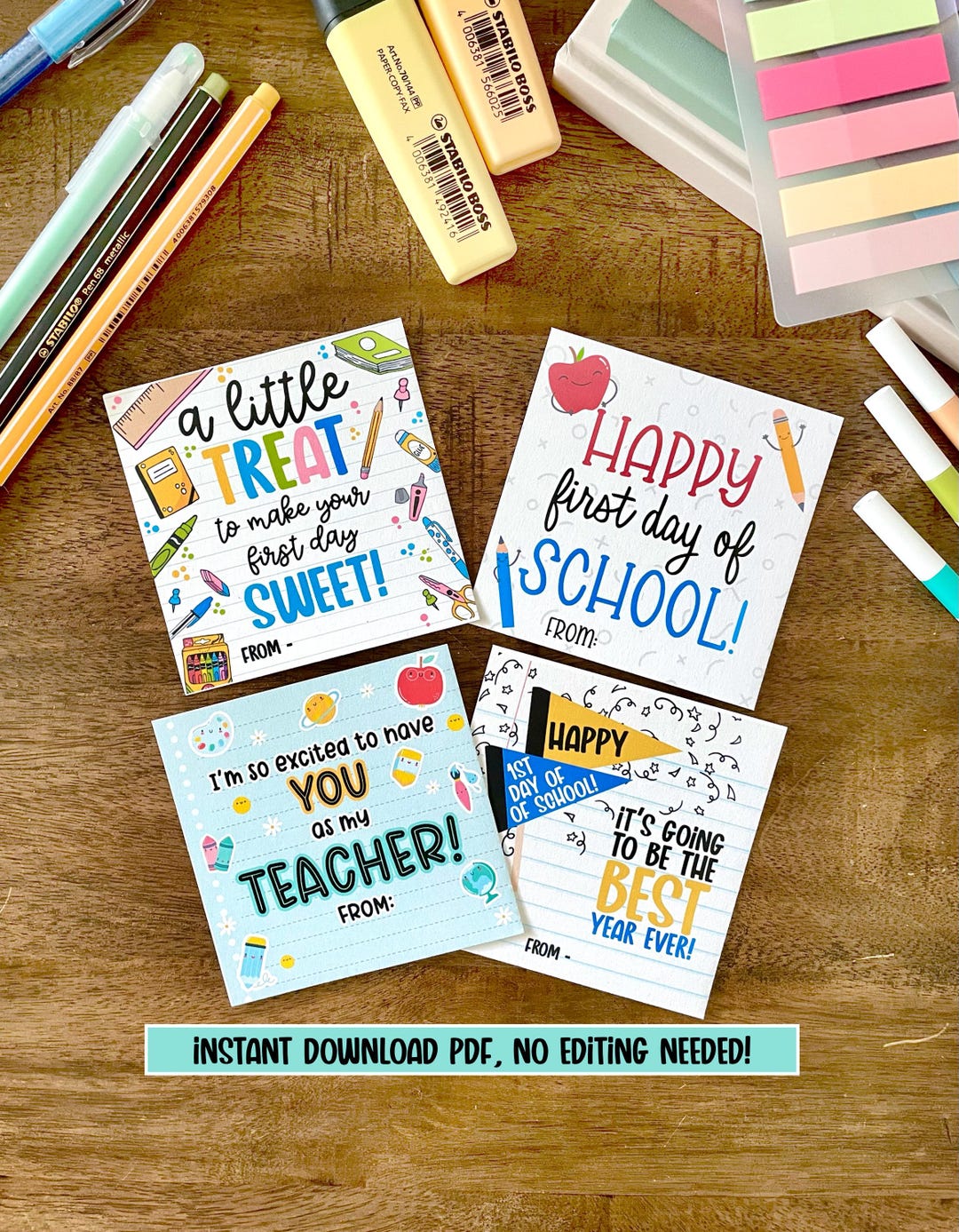 Last-minute Teacher Gift Tags Printable, Easy First Day of School PDF ...
